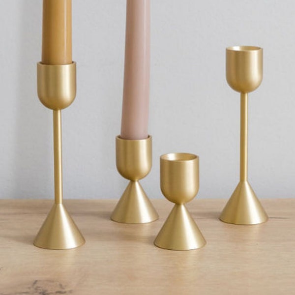 Gold Tapered Candlestick Holder - Etsy