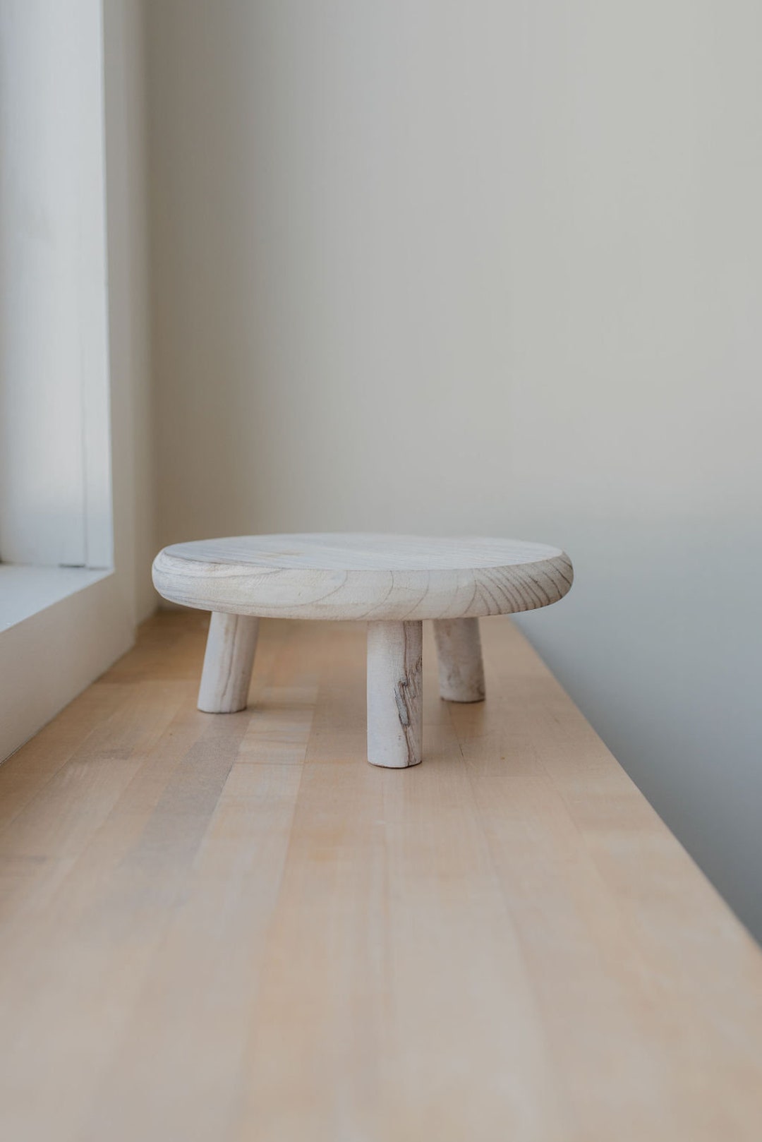 Earl Whitewashed Footed Wood Tray, White Washed Raw Wood Tray, Rustic ...