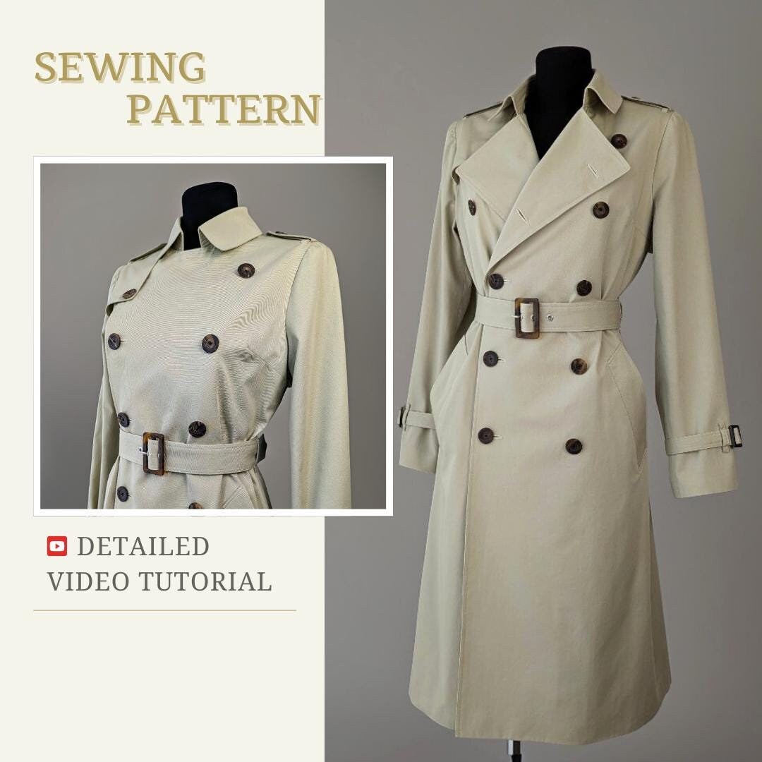 PDF Women's Trench Coat Sewing Pattern With Detachable Warmer Sizes 6 ...