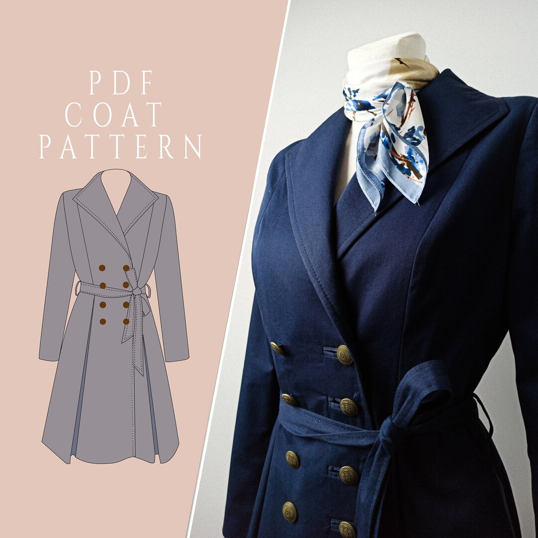 PDF Coat Pattern Woman Trench Coat Sewing Pattern Wool Coat - Etsy