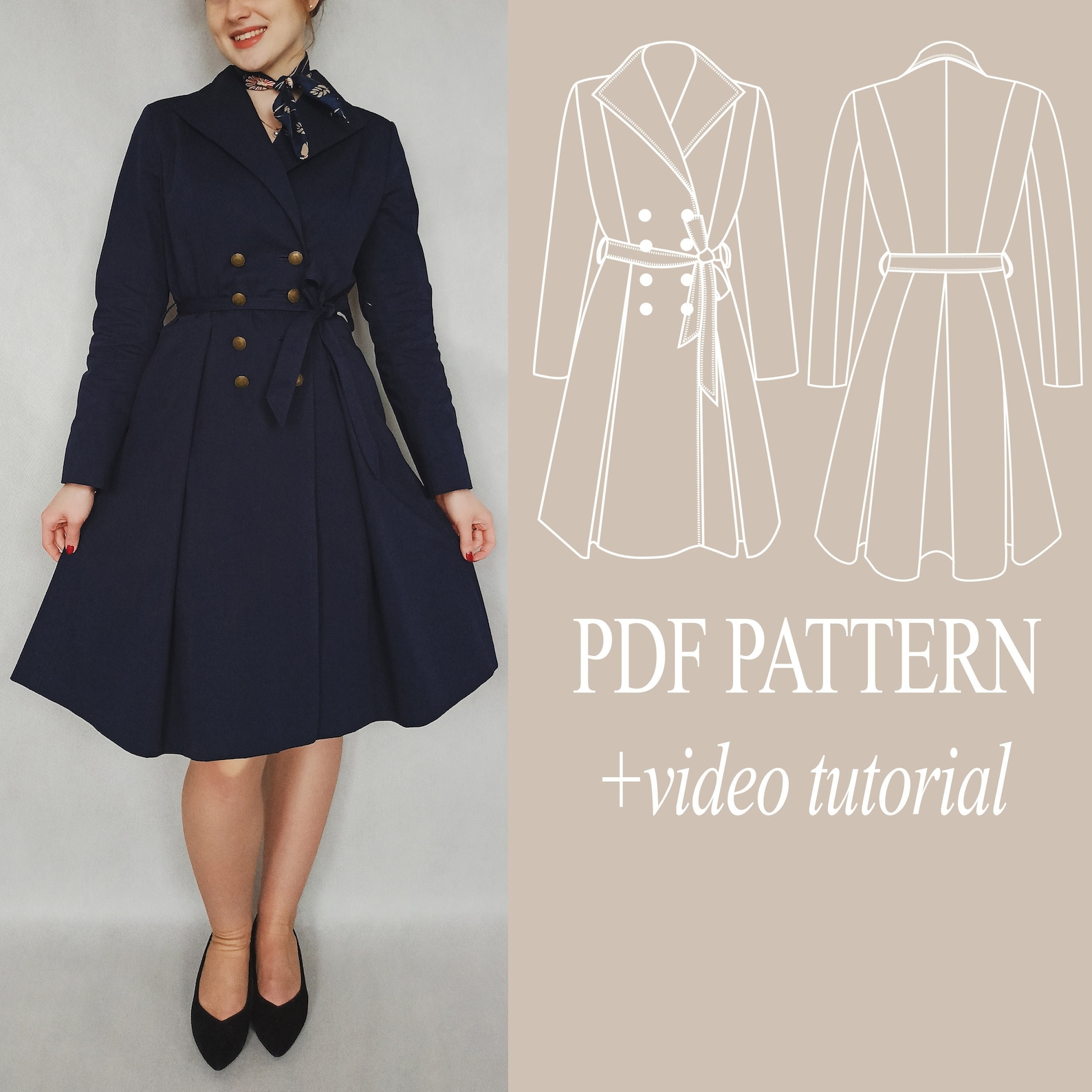 PDF Coat Pattern Woman Trench Coat Sewing Pattern Wool Coat - Etsy
