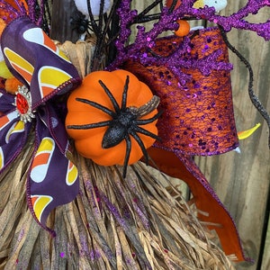 Candy Corn Witch Broom Enchanted Witch Broom Halloween Decor Halloween ...
