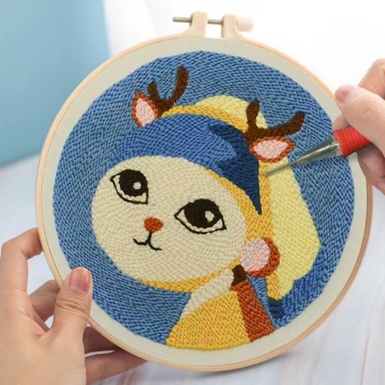 Cute Cat Punch Needle Kit for Beginner, Beginner Punch Needle Kit With ...