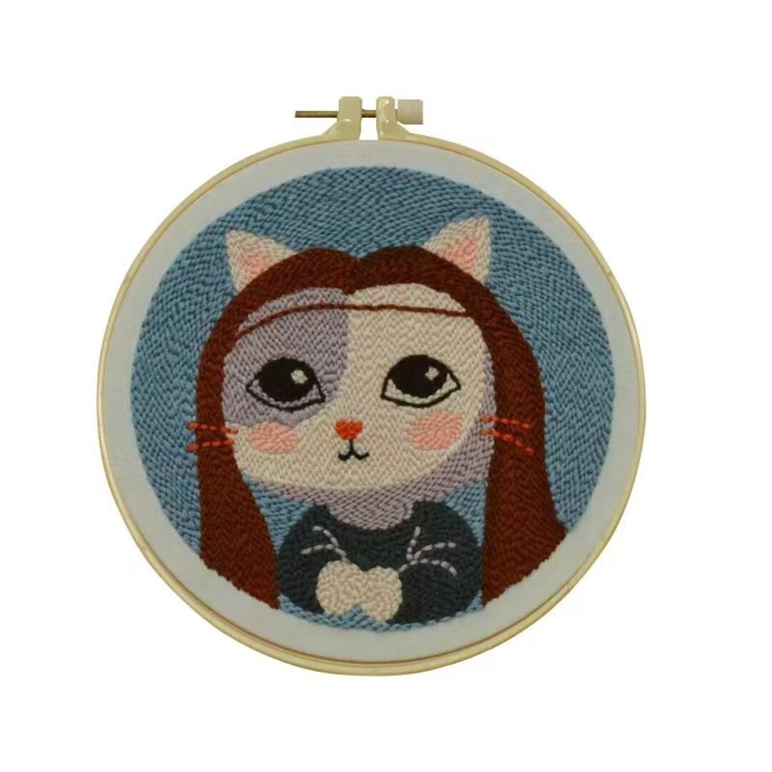 Cute Cat Punch Needle Kit for Beginner, Beginner Punch Needle Kit With ...