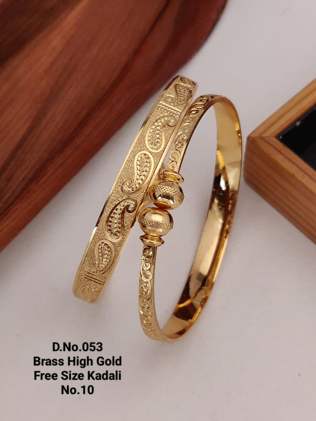 Bridesmaid Gift/golden Designer Bangles/kangan Pair/free Size Bangles ...