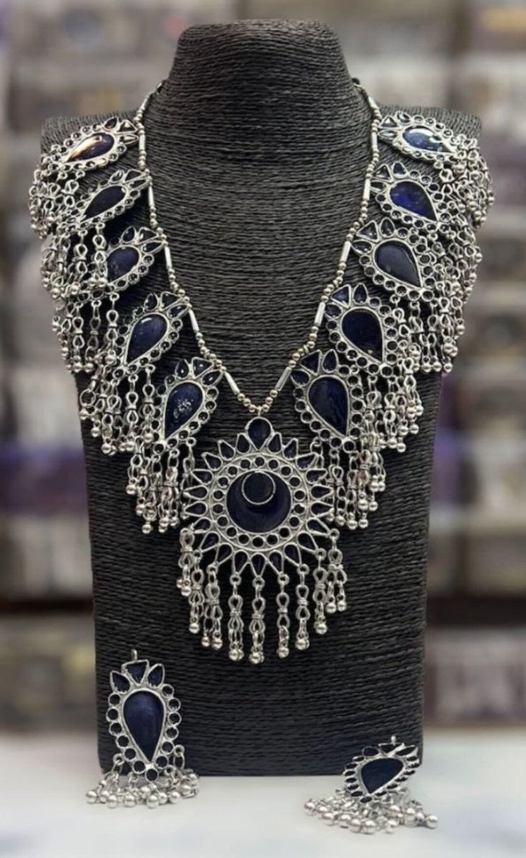 Beautiful Handmade Big Heavy Necklace/oxidized Design Necklace/silver ...