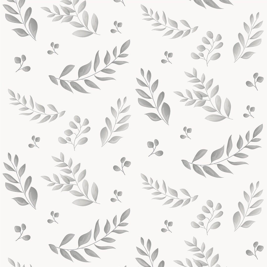 SAMPLE ONLY Wallpaper With Grey Leaves Wallpaper Grey and White Grey ...
