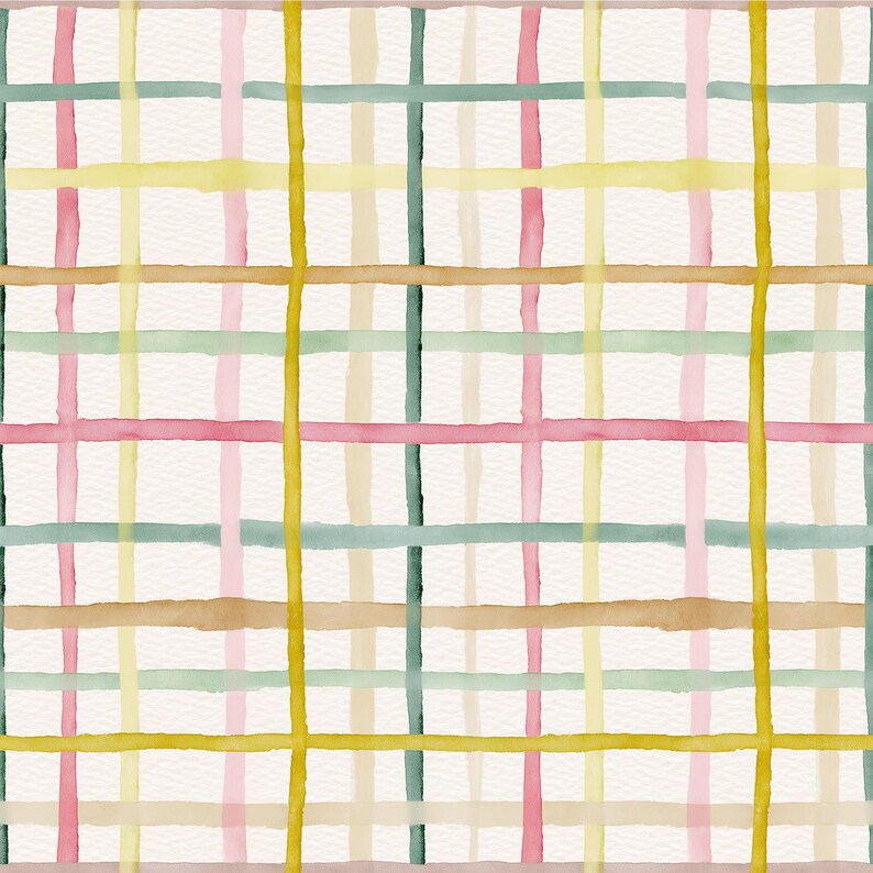 SAMPLE ONLY Colourful Gingham Wallpaper in Pastel Colours, Pink Green ...