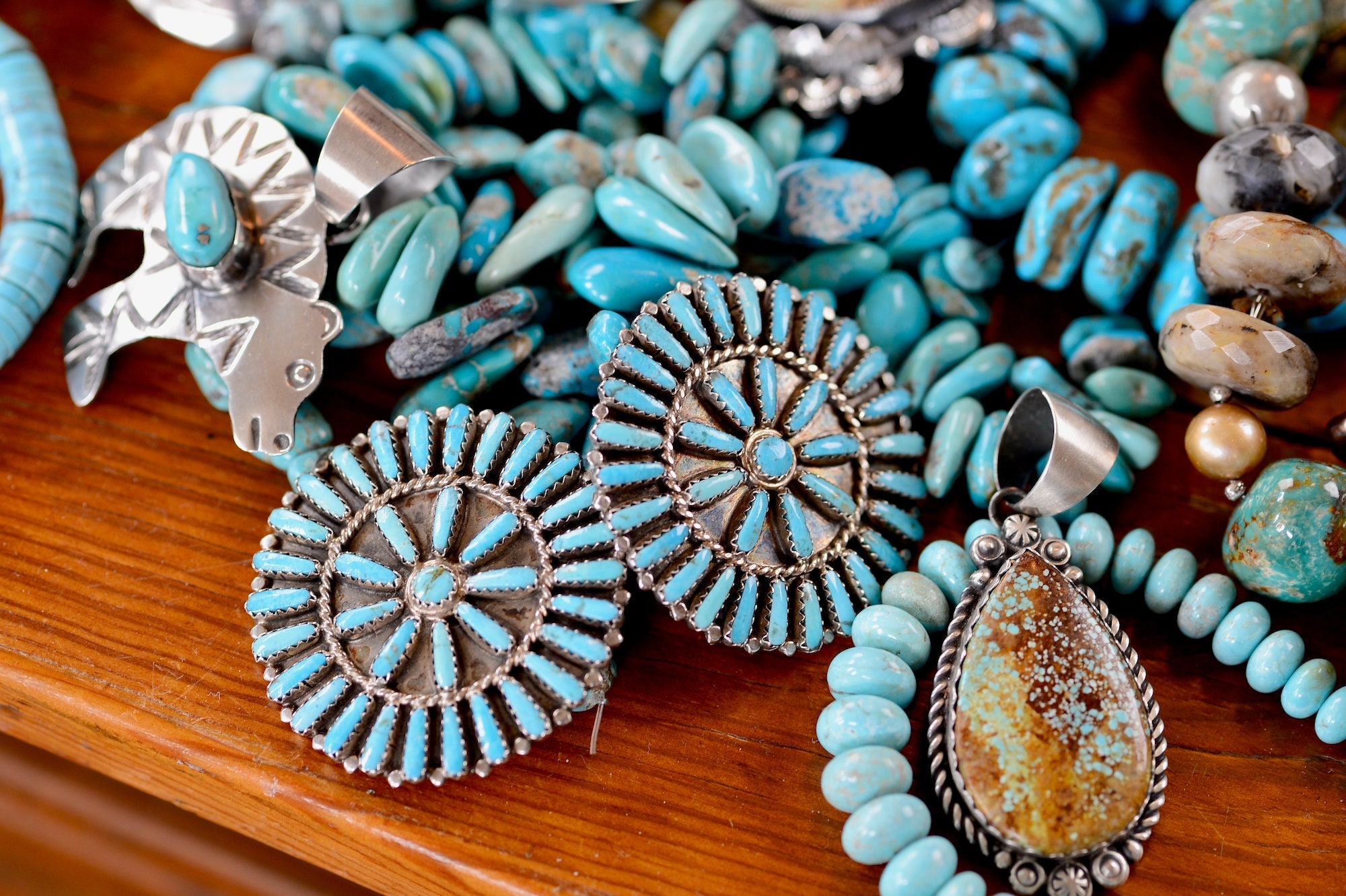 Big Native American Petit Point Turquoise Earrings by Lavelle Byjoe ...