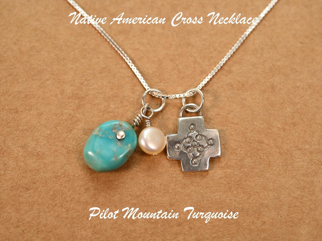 Native American Cross Necklace With Pilot Mountain Turquoise and ...