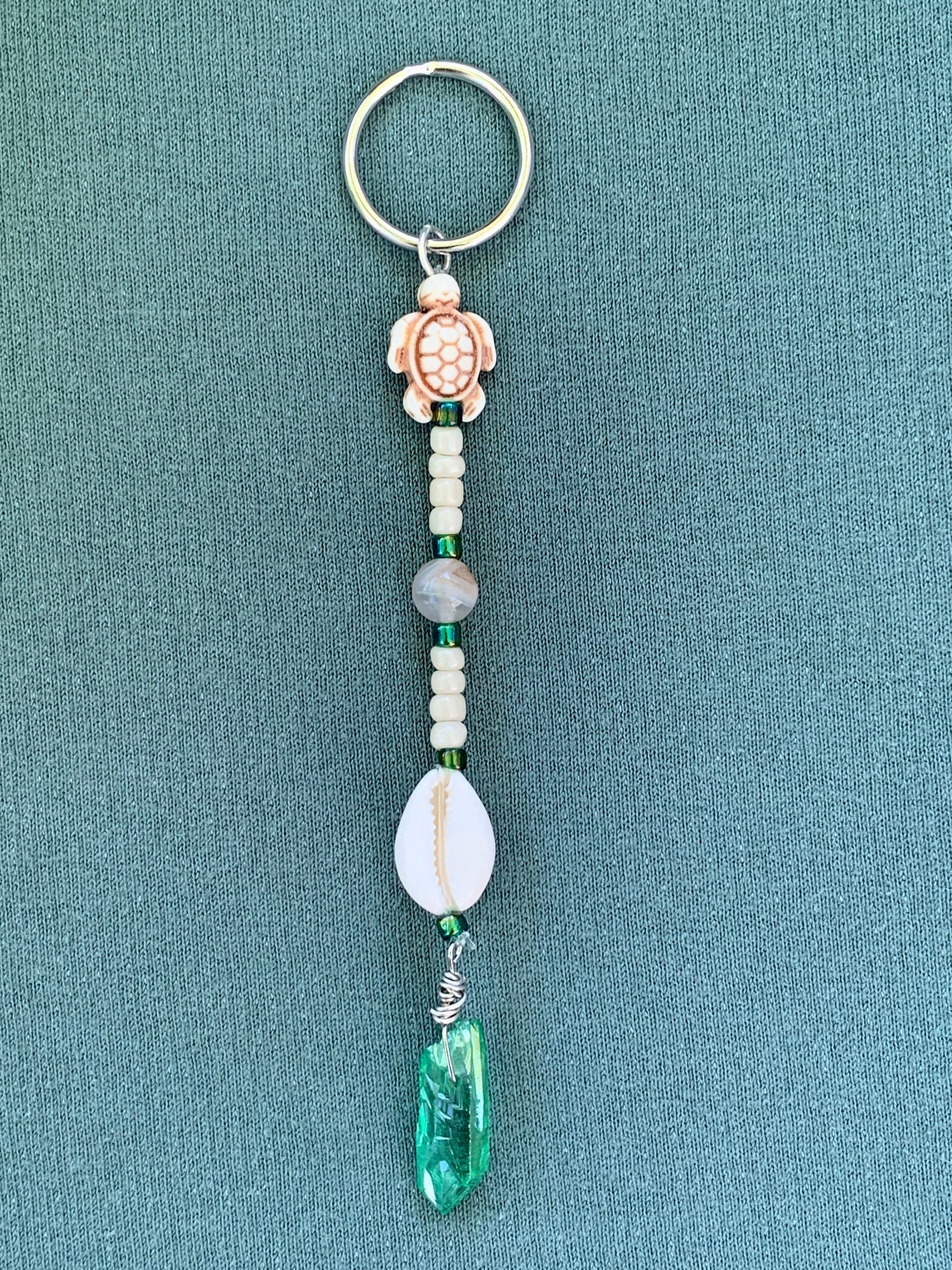 Beachy Sea Turtle Puka Shell Keychain Car Charm Car | Etsy