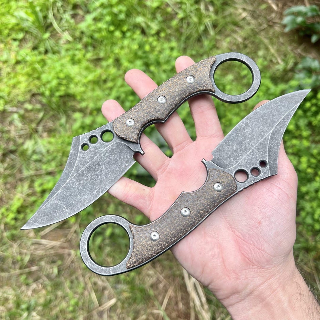 Karambit-style Knife, Kydex Sheath, Black D2 Steel Micarta Blade, Old ...