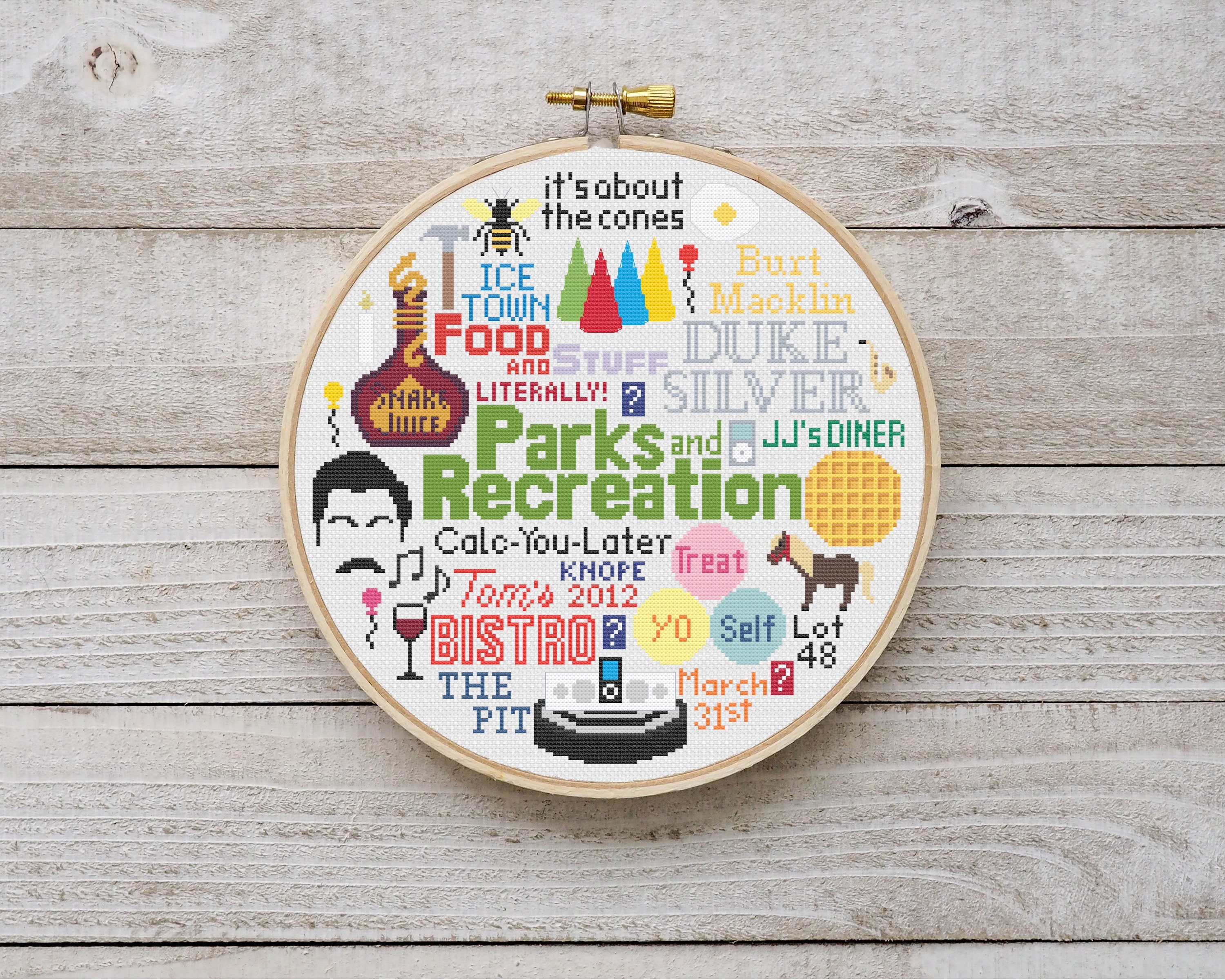 Parks and Recreation Circle Collage Cross Stitch PDF Pattern - Etsy