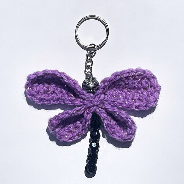 Crochet Dragonfly Keychain - Etsy