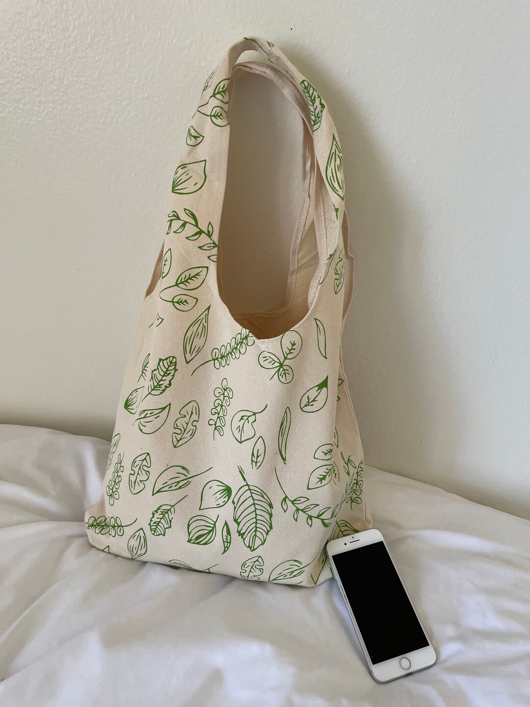 Leaf Garden Tote Bag Shoulder Bag Cotton Canvas Plants Trees Green ...