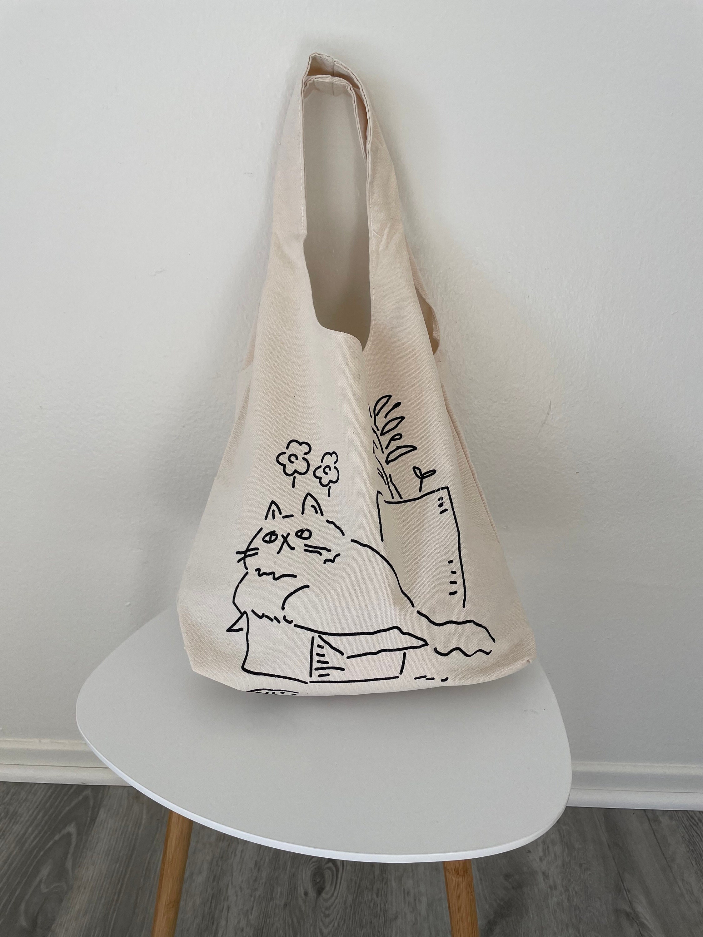 Fat Cat Tote Bag Kitten Shoulder Bag Cat Lover Person Gift - Etsy