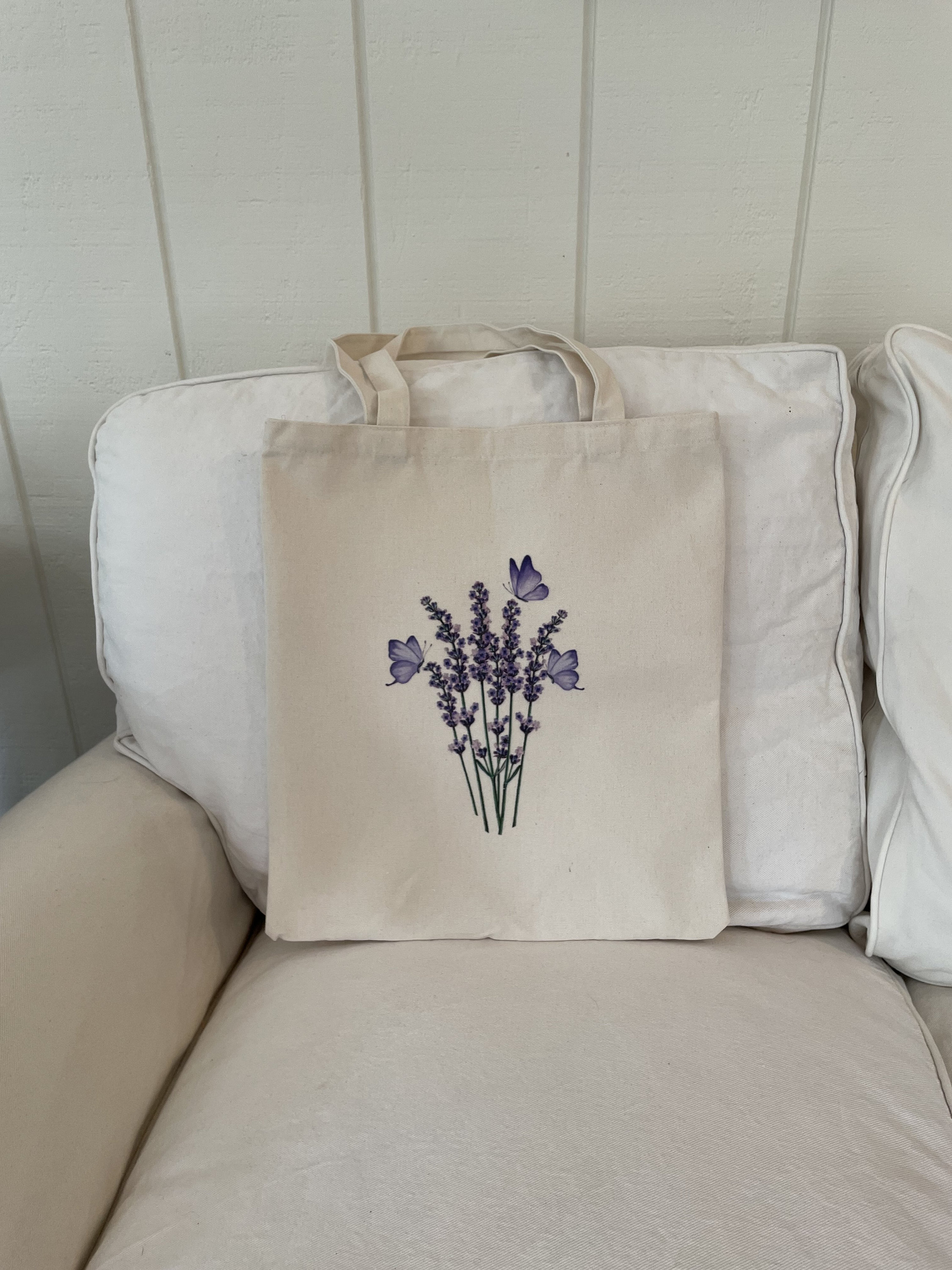 Lavender Butterfly Tote Bag reusable shoulder bag floral | Etsy