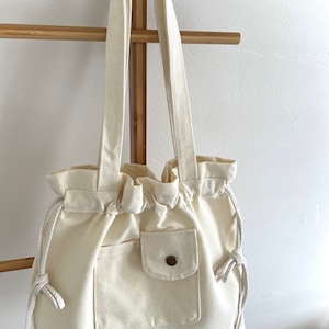 Drawstring Canvas and Plaid Tote Bags Beach Shoulder Bag Gift Cute ...