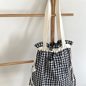 Drawstring Canvas and Plaid Tote Bags Beach Shoulder Bag Gift Cute ...