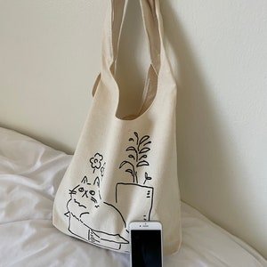 Fat Cat Tote Bag Kitten Shoulder Bag Cat Lover Person Gift Present Cat ...