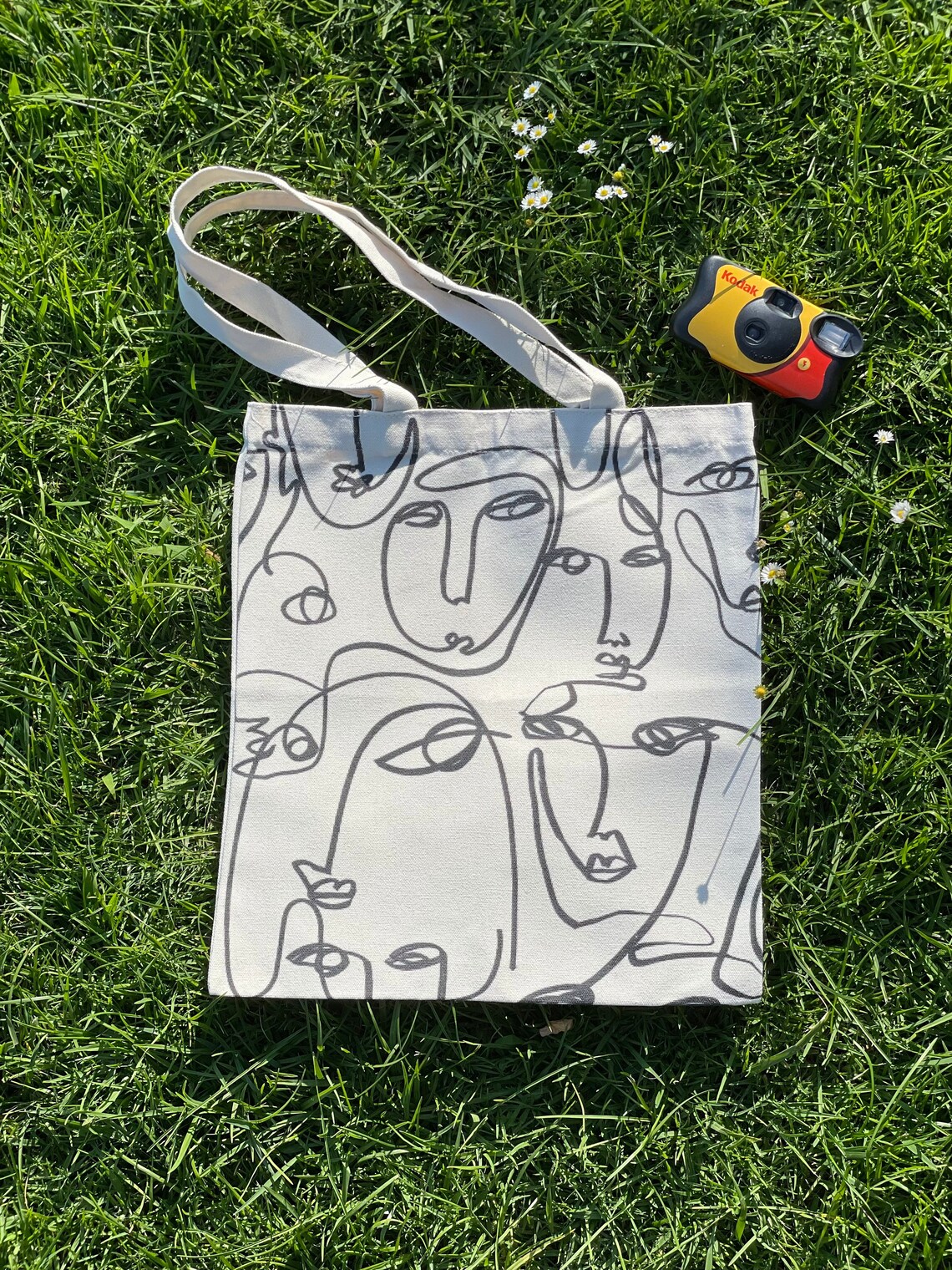 Minimalist Tote Bag Line Drawing Figure Face Artistic Hipster - Etsy