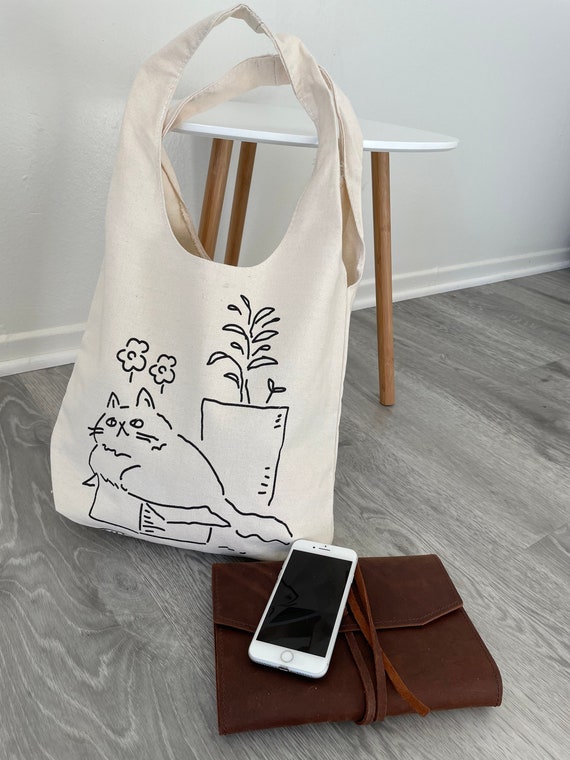 Fat Cat Tote Bag Kitten Shoulder Bag Cat Lover Person Gift | Etsy