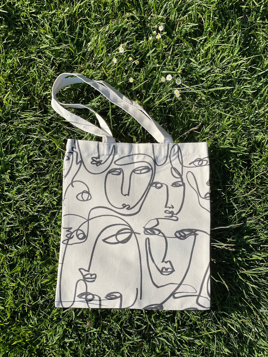 Minimalist Tote Bag Line Drawing Figure Face Artistic Hipster - Etsy