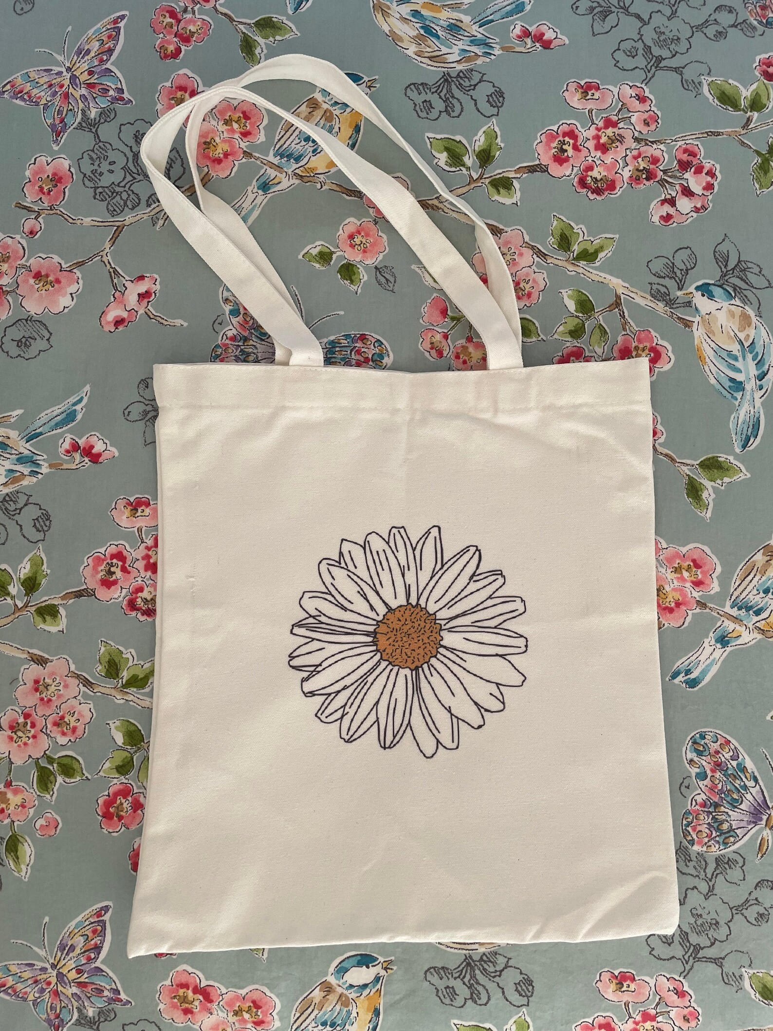 Floral Canvas Tote Bag Flower Garden Shoulder Bag Gift Present Mothers ...
