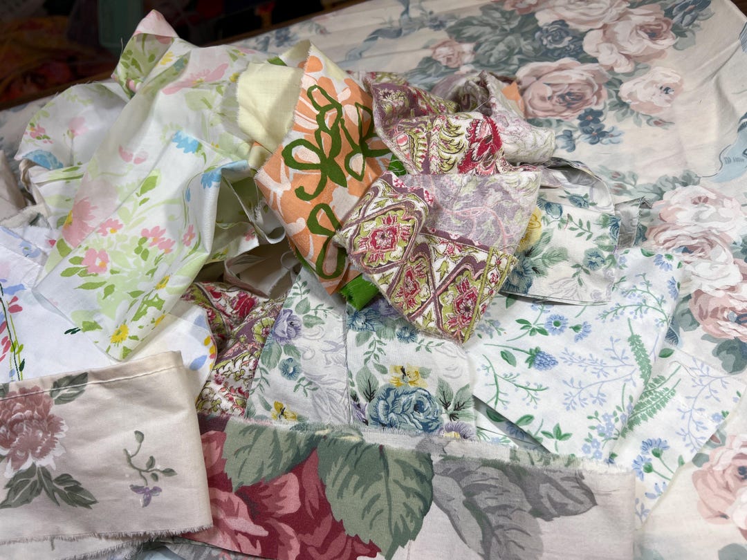 8oz Sheet Hems/ Edges Grab Bag-vintage Sheet Remnants-fabric Crumbs- Slow Stitch -grab Bag ...