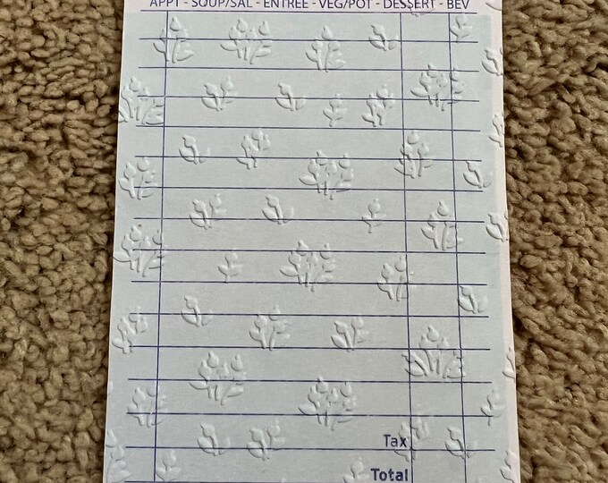 8 Tiny Floral Embossed Aqua Guest Checks, Ephemera, Embellishments ...