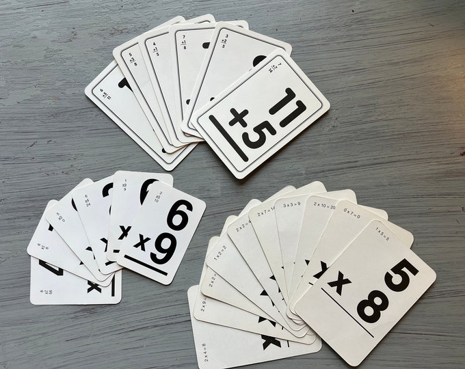 22 Black and White Math Flash Cards/ Junk Journal Supplies/ Vintage ...
