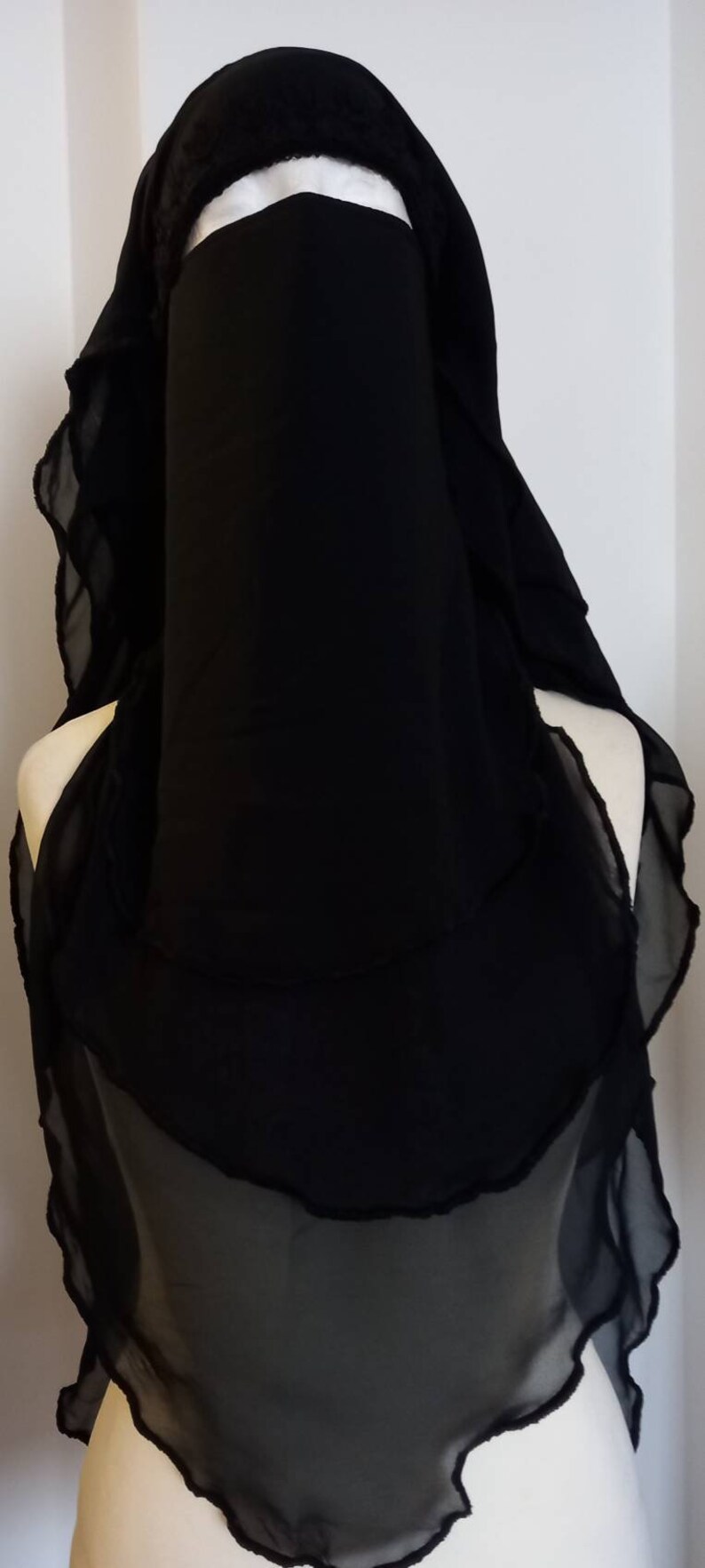 6 Layered Niqab With Embroidered Lace Flip Flipable Eye Veil - Etsy