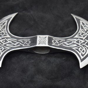 Hand Forged Viking Etching High Carbon Steel Double Edged Viking Axe ...