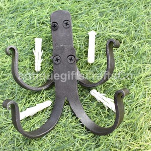 Hand-forged Medieval Iron Wall Hooks – Rustic Blacksmith Hardware – Set ...