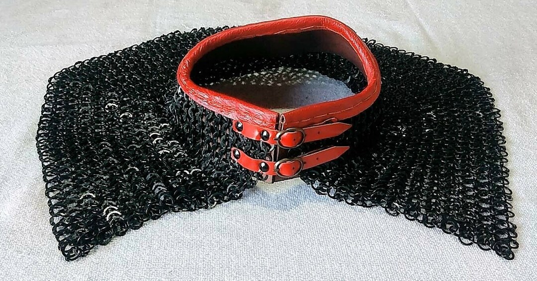 Chainmail Collar With Leather Fitting - Etsy