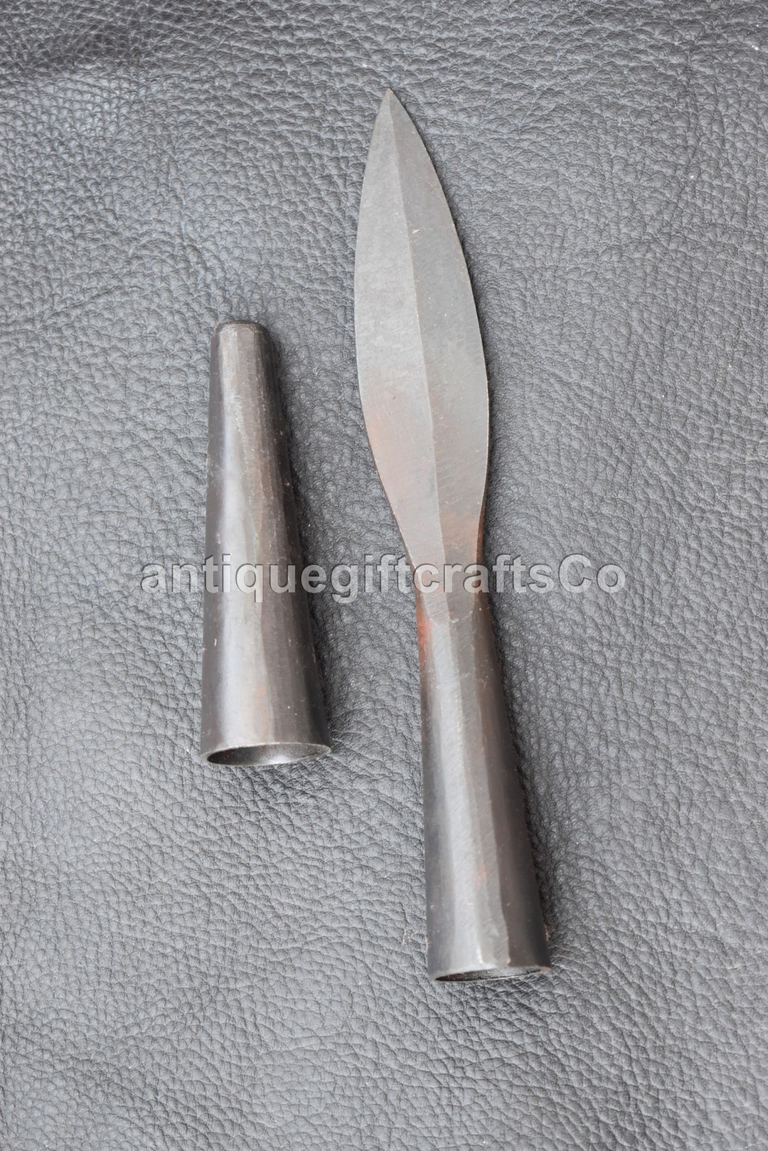 Hand Forged Medieval Viking Iron 8'' Leaf Design Spearhead High Carbon ...