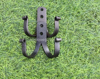 Hand-forged Medieval Iron Wall Hooks – Rustic Blacksmith Hardware – Set ...