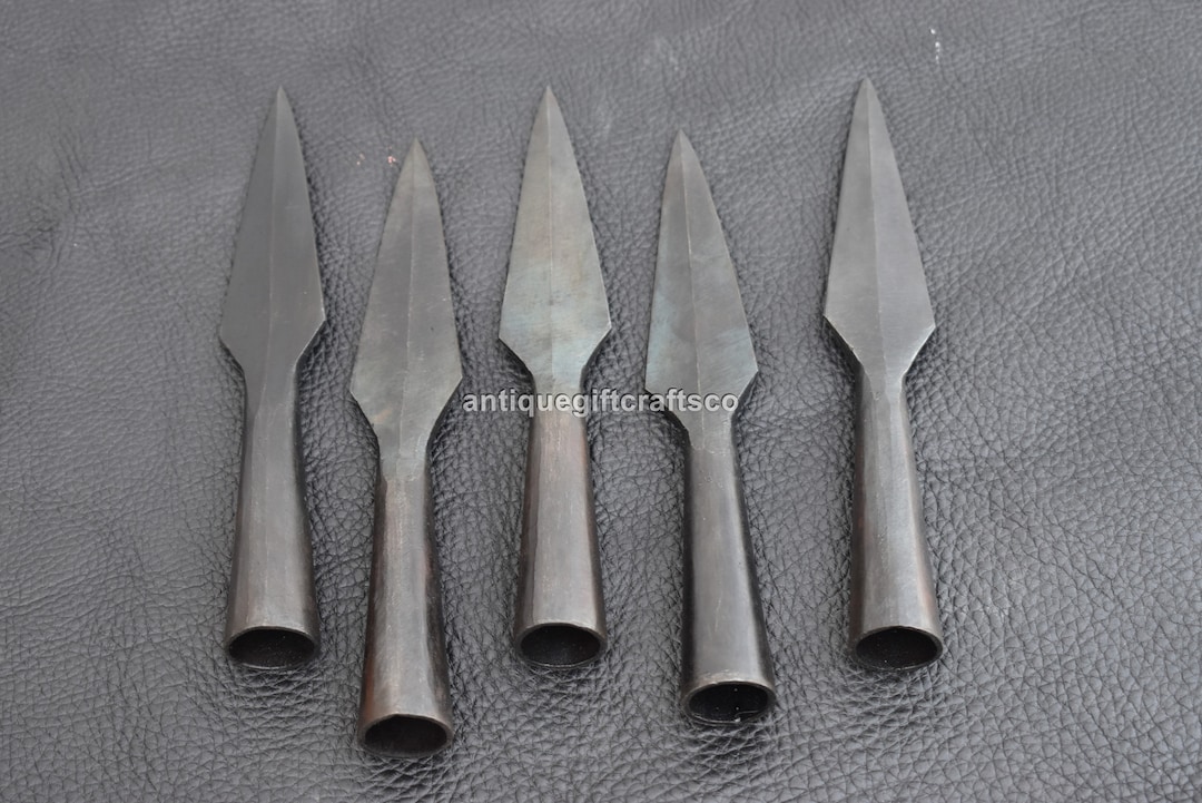 Pack of 5 Hand Forged Medieval Viking Iron 8'' Spearhead High Carbon ...