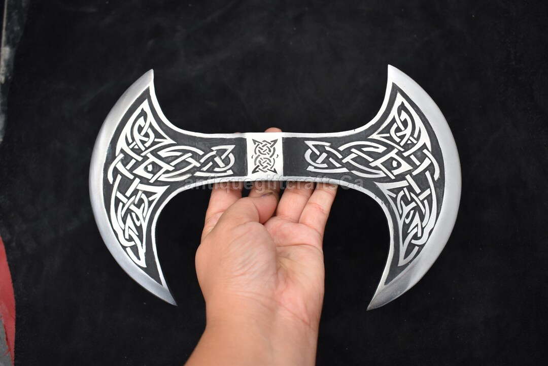 Hand Forged Viking Etching High Carbon Steel Double Edged Viking Axe ...
