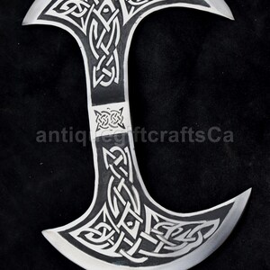Hand Forged Viking Etching High Carbon Steel Double Edged Viking Axe ...
