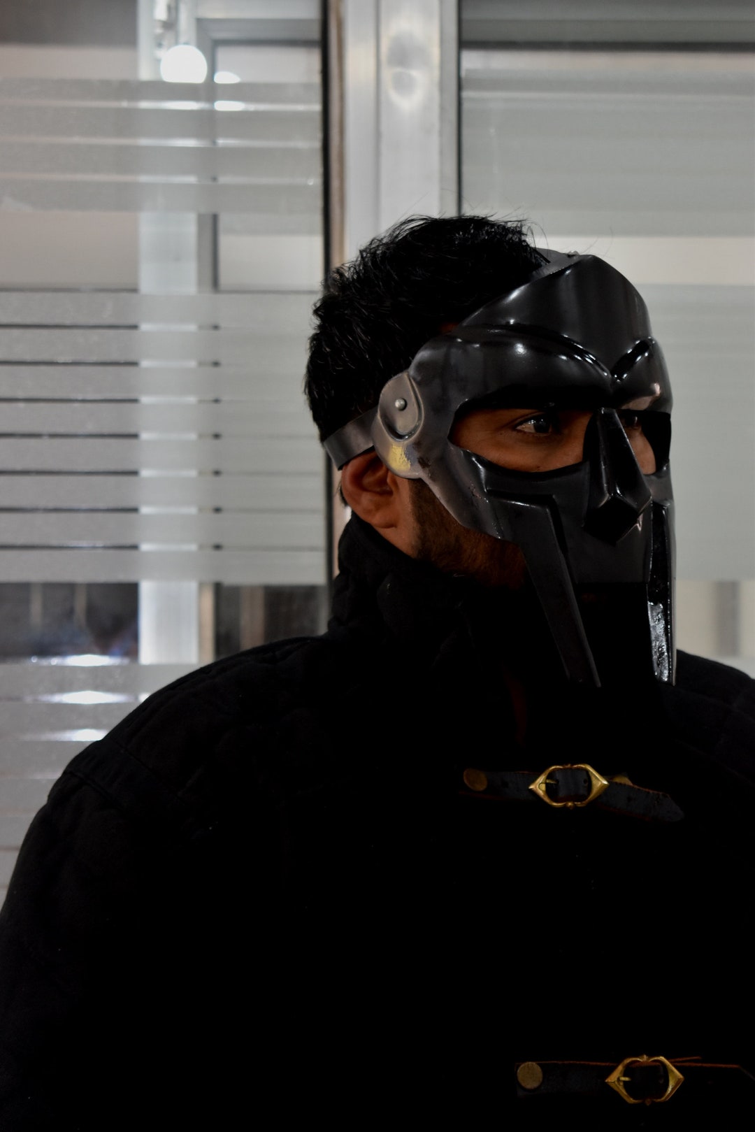 The Medieval Black Gladiator Face Mask Hand-forged Sca-larp-helmetsteel ...