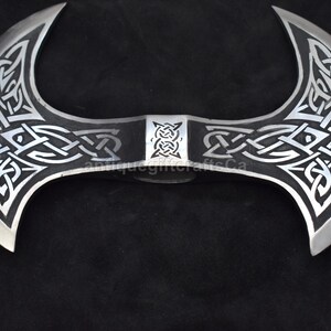 Hand Forged Viking Etching High Carbon Steel Double Edged Viking Axe ...