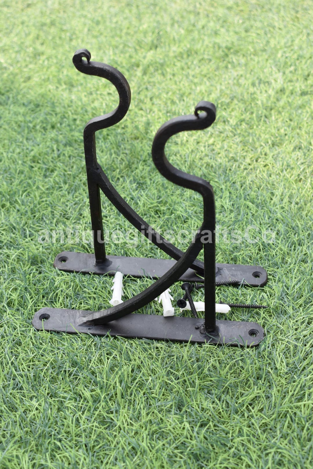 Hand Forged Wrought Iron Plant Hangers: Medieval Black Iron Hooks, Set ...