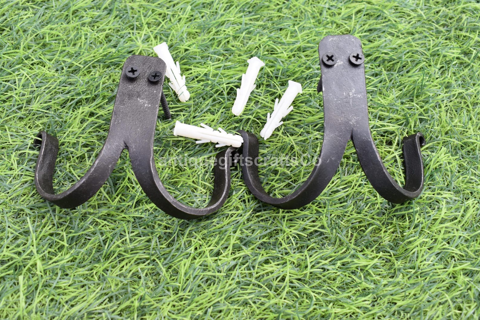 Hand-forged Medieval Iron Wall Hooks – Rustic Blacksmith Hardware – Set ...