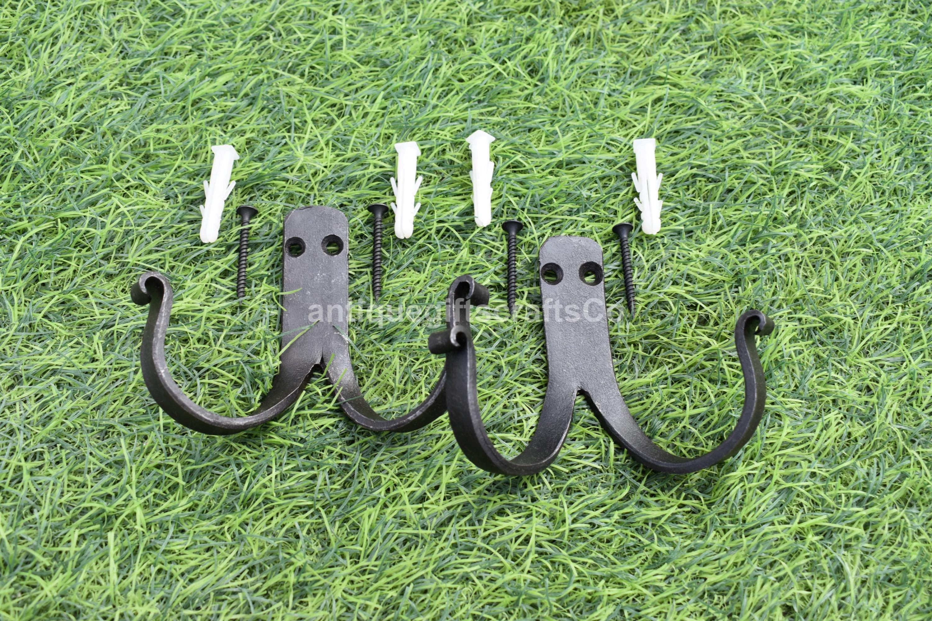 Hand-forged Medieval Iron Wall Hooks – Rustic Blacksmith Hardware – Set ...