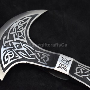 Hand Forged Viking Etching High Carbon Steel Double Edged Viking Axe ...