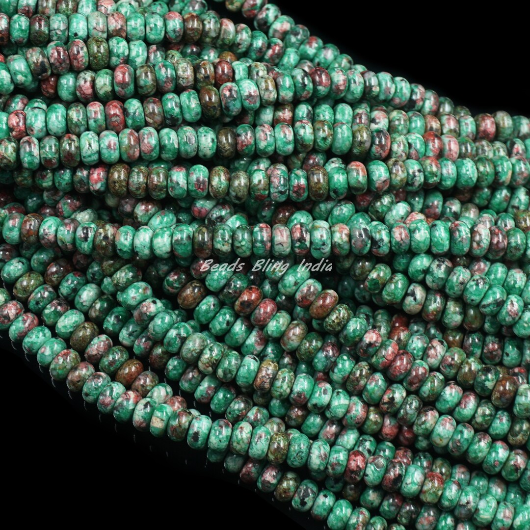 Ruby Zoisite Smooth Rondelle Beads, 8mm Natural Red & Green Ruby ...