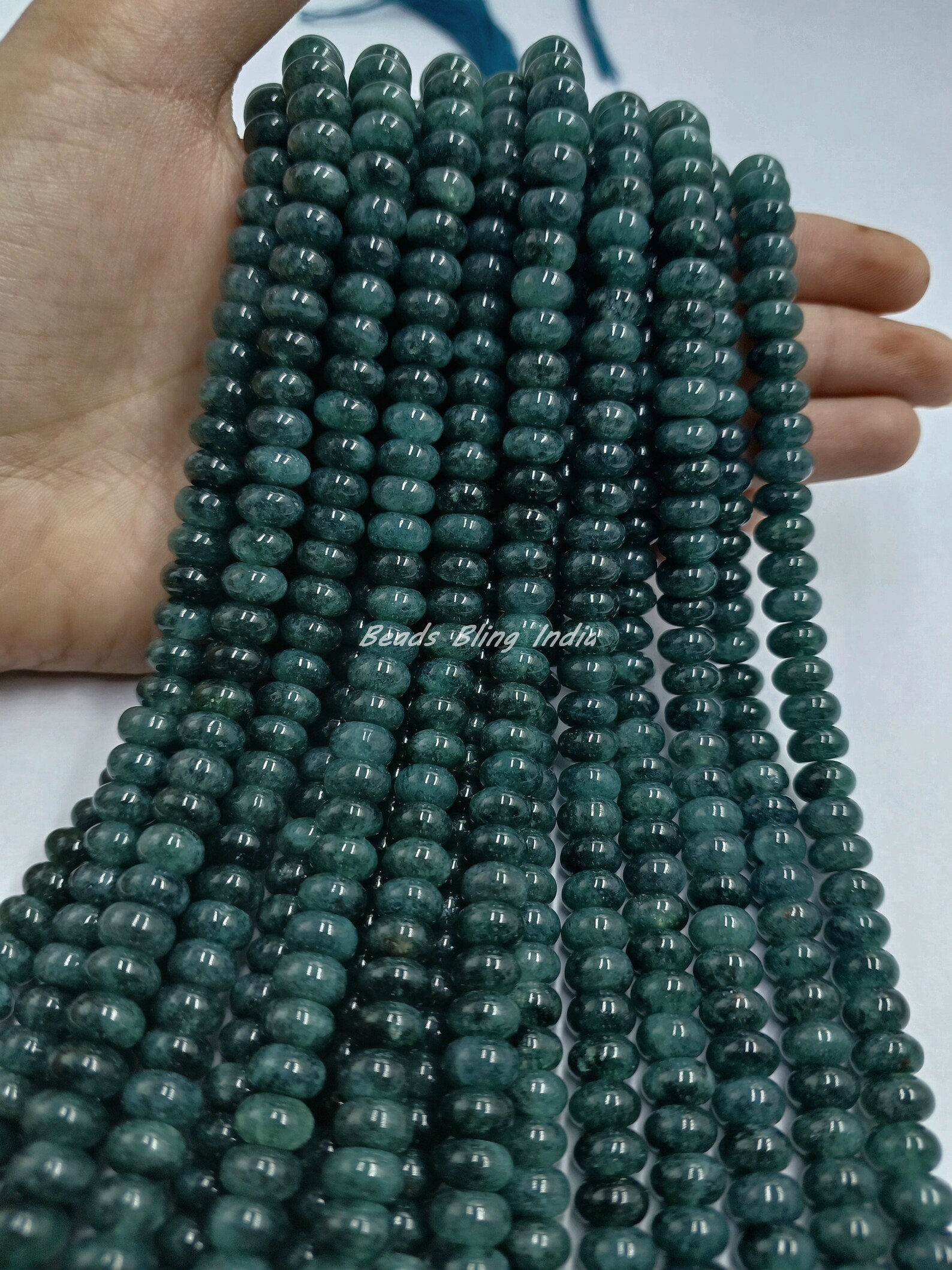 Cuentas redondas de cuarzo grandidierita verde raras, tira de piedras ...