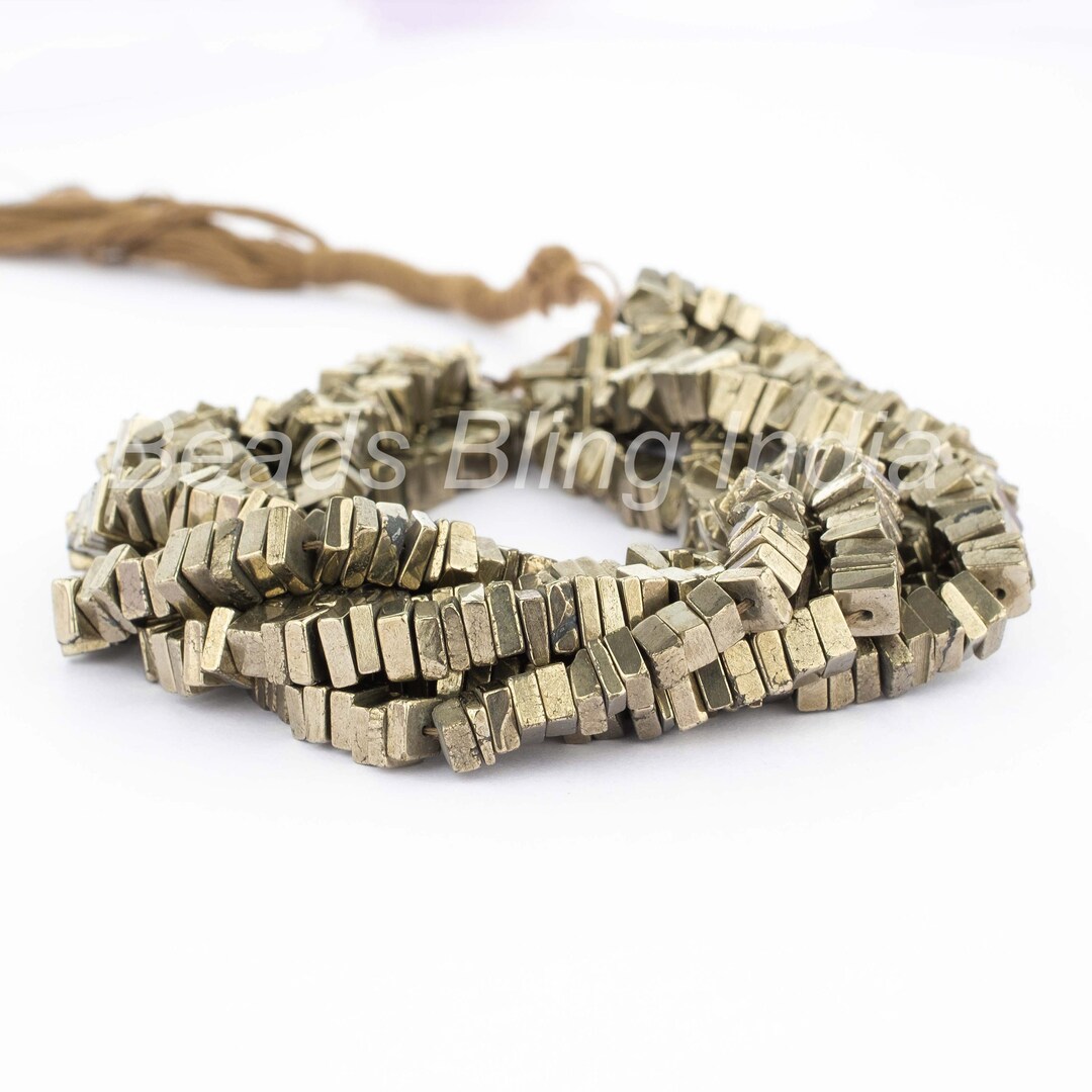 Natural Pyrite Square Beads, Smooth Gemstone, Jewelry Making (5-6mm) - Etsy