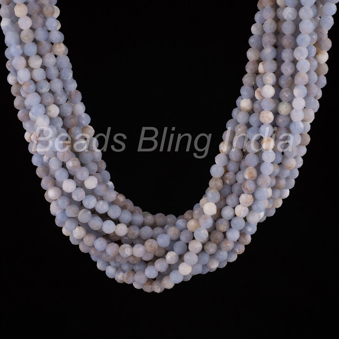 Genuine Natural Blue Opal Micro Faceted Round Beads, Grade AAA+ Blue ...